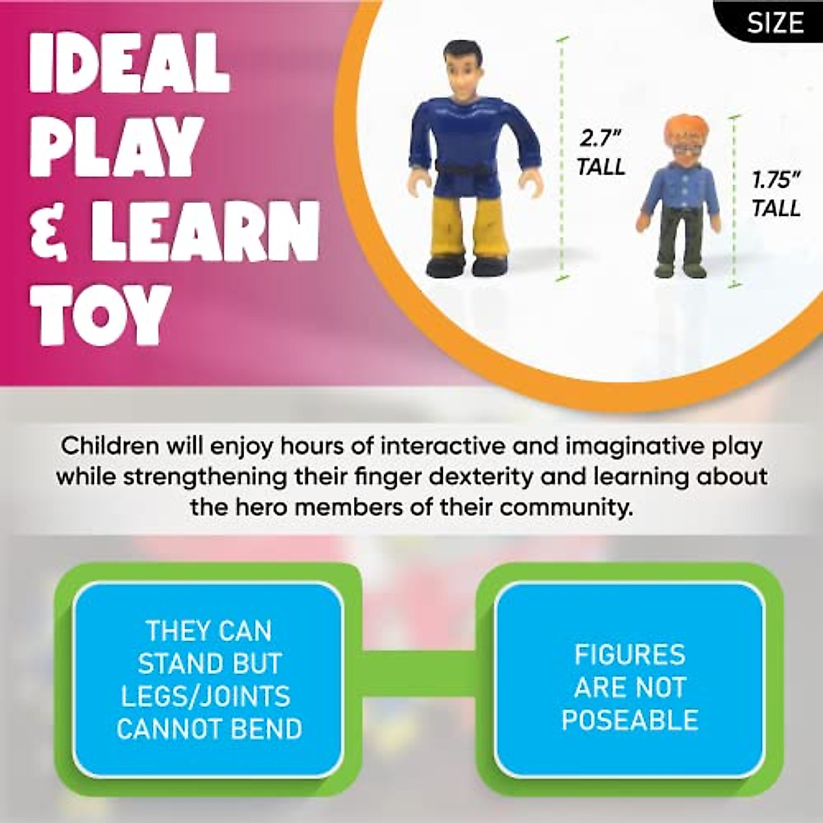 FUNERICA 10-Set Toy Figures of Fireman and Family People for Kids, Children, Toddlers, Boys and Girls Pretend Play. Firemen, Action Party Supplies Figurines