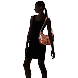 American West Lady Lace Zip Top Everyday Shoulder Bag,Mocha Tan/Turquoise,One Size