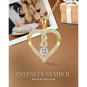LOUISA SECRET Infinity Heart Birthstone Necklaces for Women, 18k Gold Plated 955 Sterling Silver Forever Love Pendant Jewelry for Her, Ideal Gift for Wife, Girlfriend, Mom on Birthday, Anniversary, Valentine's Day