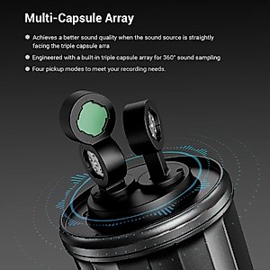 SmallRig U60 All Metal USB Microphone PC Streaming Microphone, Gaming Mic for PC,PS5 & Mac, 4 Pickup Patterns, Shock Mount and Adjustable Stand, Gain Control for Recording, Plug and Play, Black - 3466