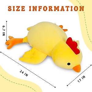 IdeaMeme Weighted Chick Plush, 24" 4.2 lbs Weighted Stuffed Animals, Cute Plushie Dolls Throw Pillow Birthday for Children Kids Adults