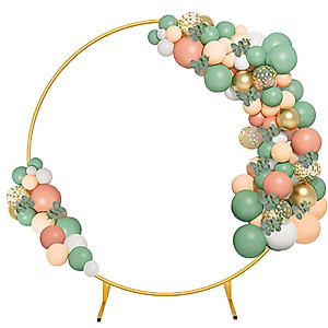 7.2FT Round Backdrop Stand Gold Circle Backdrop Stand Balloon Arch Frame for Wedding Baby Shower Birthday Christmas Party Decoration