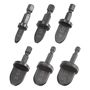 uxcell Swaging Tool Drill Bit Set 1/4" Hex Handle Repairing Flaring Tool with 1/4" 3/8" 1/2" 5/8" 3/4" 7/8" Bits for Air Conditioning Copper Aluminum Pipe