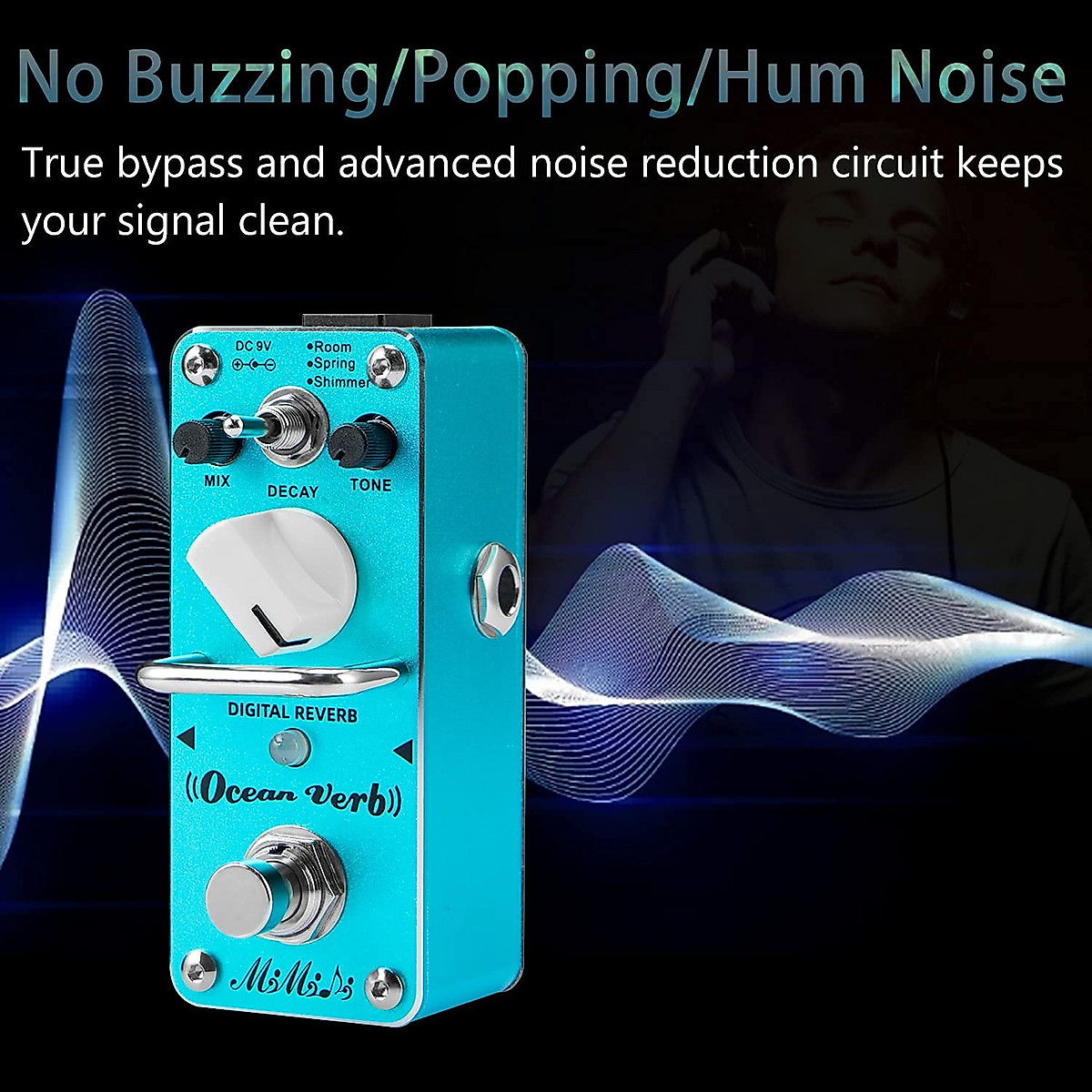 MIMIDI Digital Reverb Guitar Effect Pedal with True Bypass 3 Modes Room Spring Shimmer Portable Mini for Electric Guitar And Bass