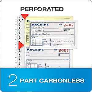 Adams Money and Rent Receipt Book, 2-Part Carbonless, 5-1/4" x 11", Spiral Bound, 200 Sets per Book, 4 Receipts per Page (SC1152)