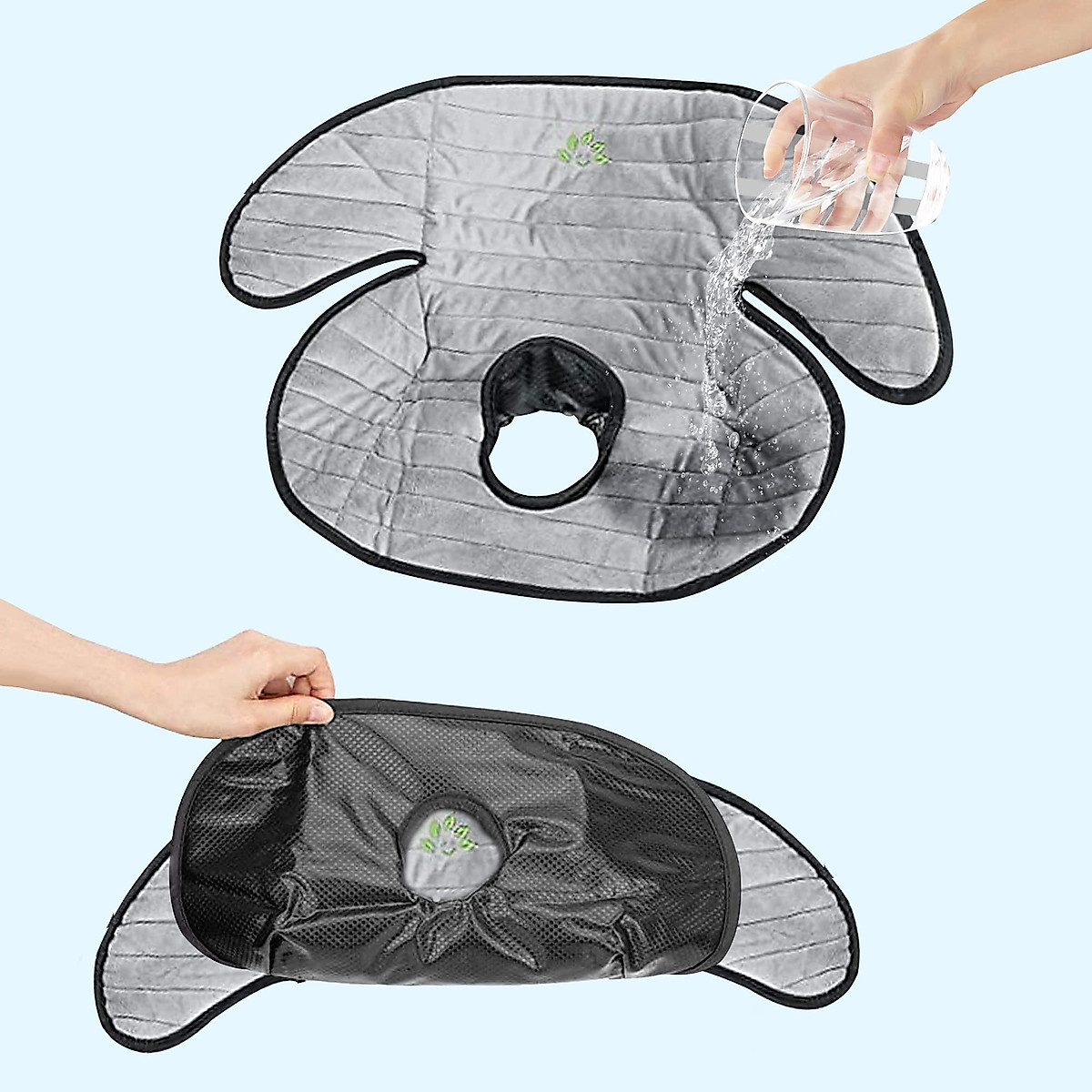 Piddle Pad Car Seat Protector, 2PCS Waterproof Carseat Liner Toddlers and Infants, Piddle Pad for Safety Carseats Strollers Potty Training and Dinner Chair Machine Wash and Dry Anti Slip(Black+Grey)