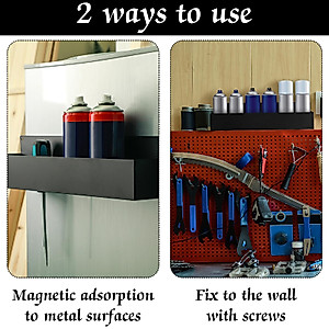 Gisafai 2 Pcs Magnetic Aerosol Spray Can Holder Heavy Duty Magnet Toolbox Bottle Holder Easy Install Spray Can Organizer Wall Mounted Spray Bottle Rack for Garage (Black,16.54 x 3.15 x 4.33 Inch)