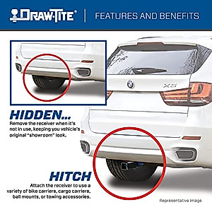Draw-Tite Hidden Hitch 76905, Completely Hidden Trailer Hitch, 2 in. Removable Receiver, Black, Compatible with 2016-2022 Lexus RX350, 2016-2021 Lexus RX450h