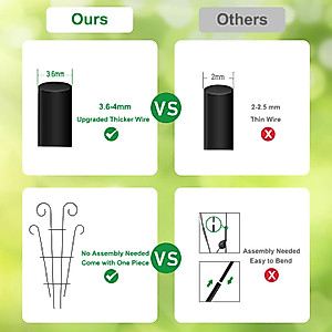 Mklsit 4 Pack 23'' Plant Trellis for Potted Climbing Plants Indoor, Outdoor Metal Garden Trellis for Climbing Plants Houseplants Flowers Vine Ivy, Fan Shape, Black