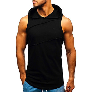 Men's Workout Hooded Tank Tops Sleeveless Gym Hoodies Bodybuilding Muscle Cut Off T-Shirts 2023 Tank Tops Men