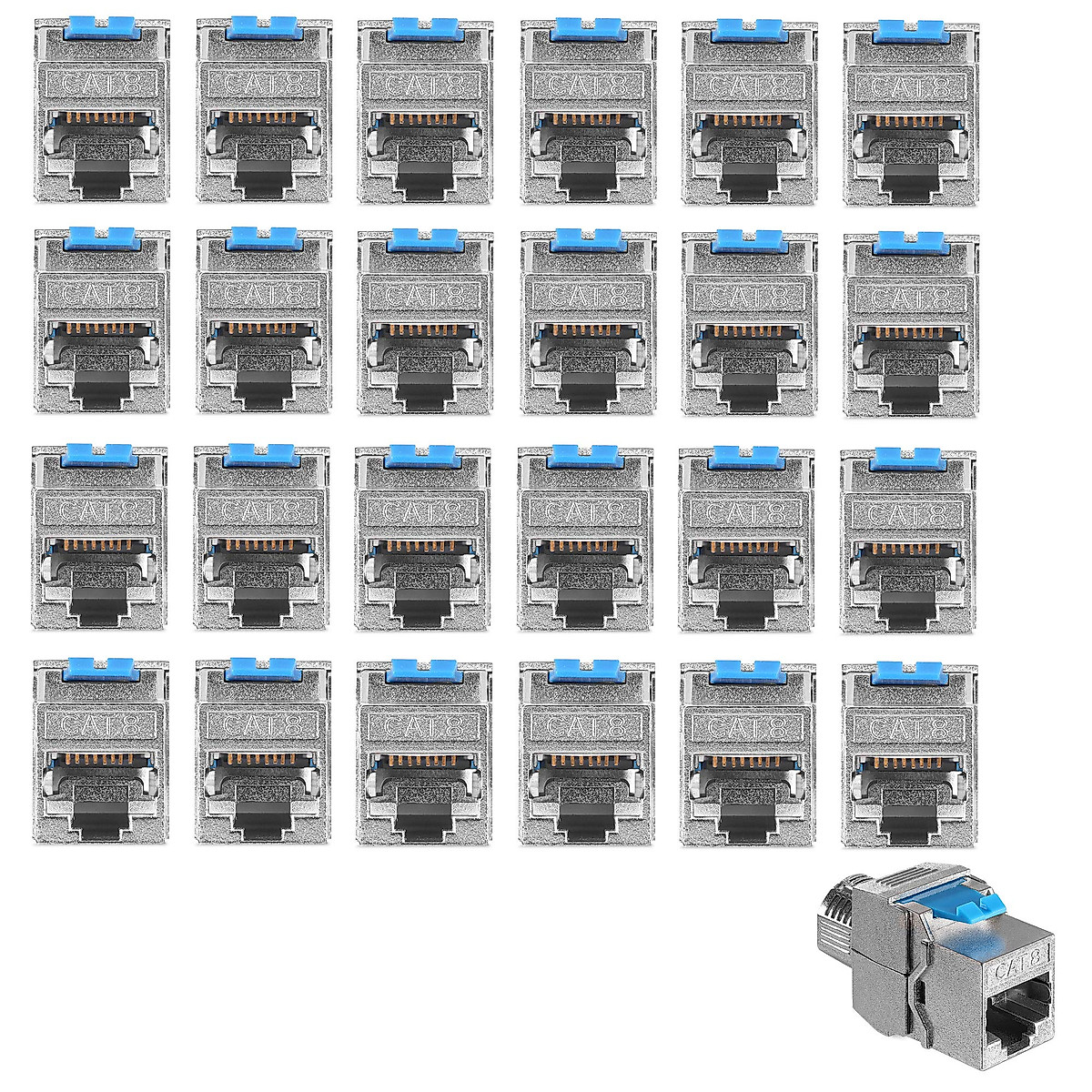 kwmobile Keystone Module Jacks - 24 Piece CAT-8 Shielded Keystone Jack RJ45 Cat 8 Ethernet Module 40 Gbit with Shielded Metal Housing