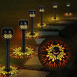 Doingart 6 Packs Solar Path Lights Outdoor Waterproof Led High Lumen,Outdoor Solar Garden Lights, Solar Power Landscape Lights for Patio Lawn Yard Landscape (Warm Color)