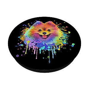 Colorful Splash Art Pomeranian Portrait Pom Puppy Owner PopSockets Swappable PopGrip