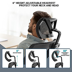 𝑯𝑶𝑴𝑬 𝑶𝑭𝑭𝑰𝑪𝑬 𝑪𝑯𝑨𝑰𝑹, Ergonomic Mesh Desk Chair, High Back Computer Chair- Adjustable Headrest with Flip-Up Arms, Lumbar Support, Swivel Executive Task Chair (Modern, Black)