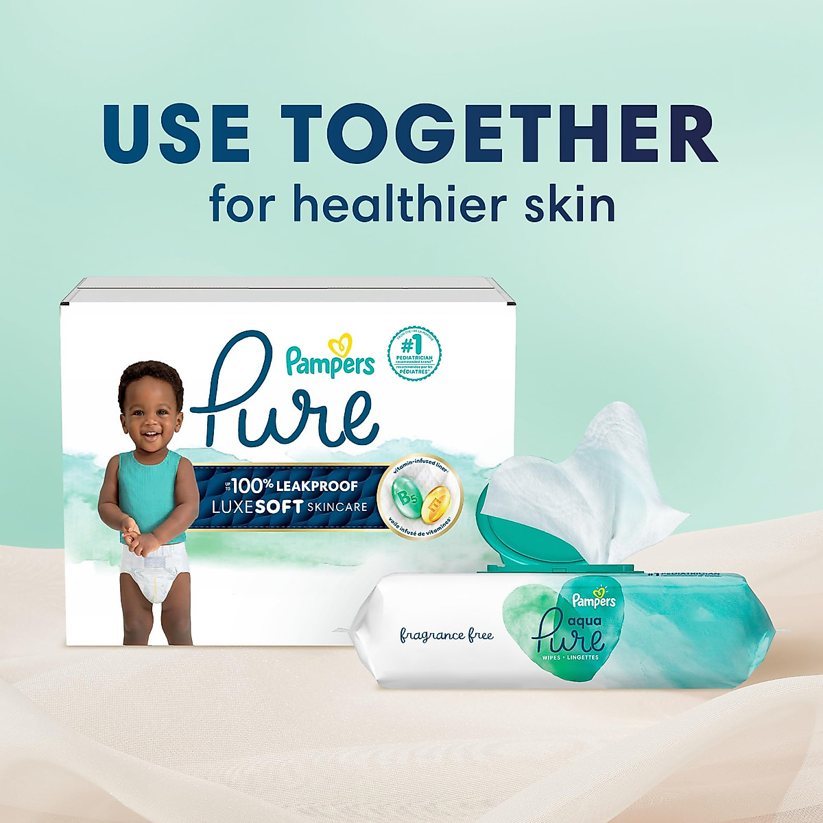 Diapers Size 1, 198 Count - Pampers Pure Protection Disposable Baby Diapers, Hypoallergenic and Unscented Protection (Packaging & Prints May Vary)