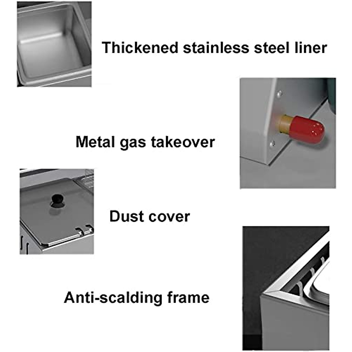 Commercial Gas Deep Fat Fryer Twin Tank, 22L Tabletop Stainless Steel Chip Fryer with Lid, Manual Adjustment Temperature, for Catering Takeaway Restaurant Café Coffee Shop