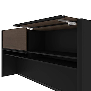 Bestar Connexion L-Shaped Desk with Hutch and Pedestal, 72W, Antigua & Black