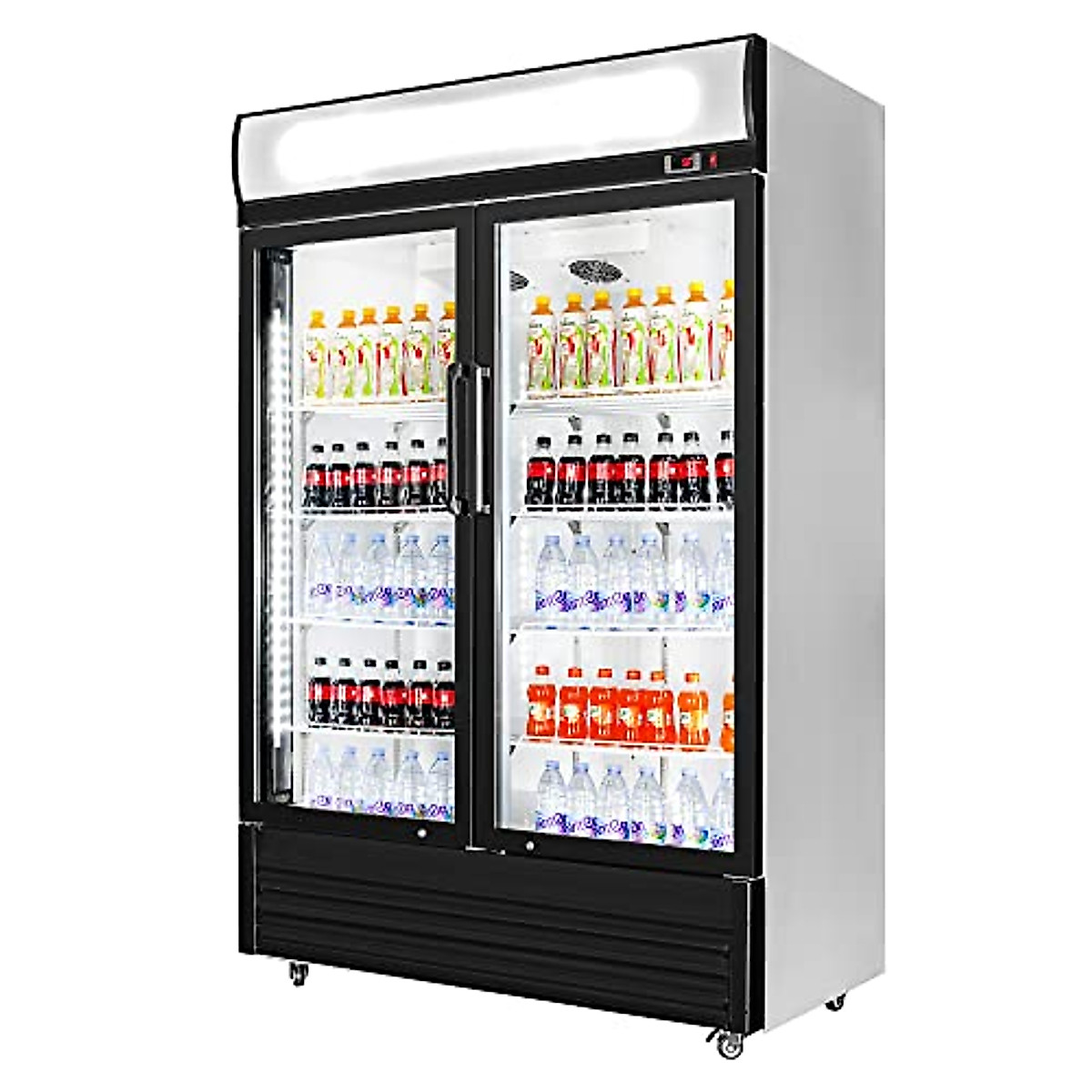 DHPM 51" 2 Sliding Glass Reach in Refrigerator Swing, Door Upright Display Beverage Cooler Merchandiser, Antique White