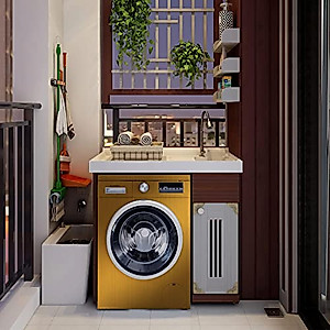 WADILE Stainless Steel Contact Paper Waterproof 15.7in X 78.7in, Metallic Peel and Stick Wallpaper, Self Adhesive Contact Paper for Countertops Kitchen Cabinet Refrigerator Appliances, Gold