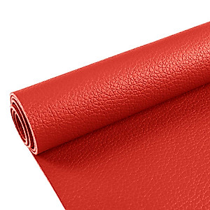 HGUAN Double Sided Faux Leather Sheets 7.9"X26.5",Used to Make Leather Earrings, Hair Bows, Sewing and Different DIY Projects (Red)