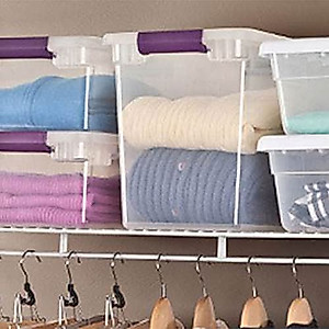 Sterilite 27 Quart Clear Latch Lid Stackable Storage Box Tote, 6 Pack, and Medium Clear Latch Lid File Clip Box, 4 Pack for Household Organization