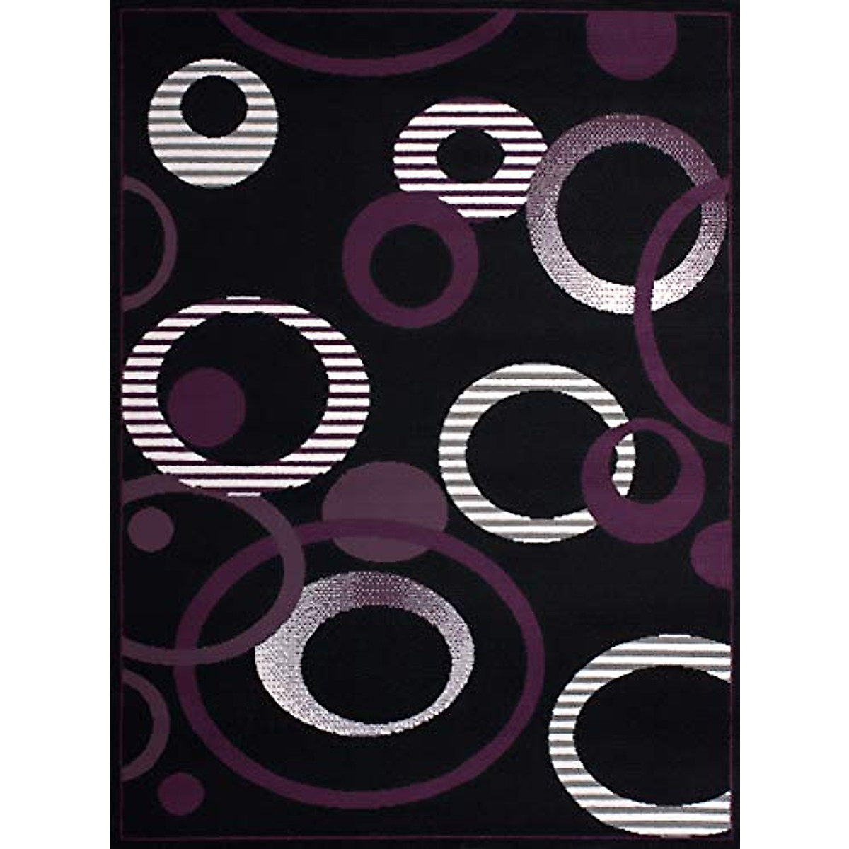 United Weavers Dallas Hip Hop Runner Rug – Plum, 2x8 Runner, Modern Indoor Area Rug with Jute Backing, Circular Geometric Design