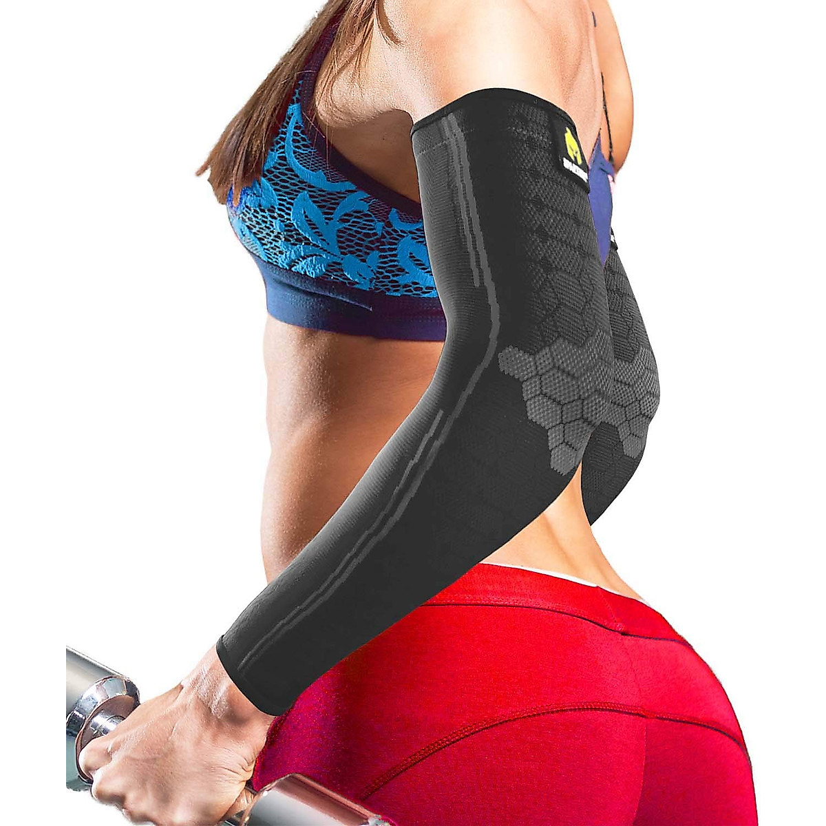 Sparthos Arm Compression Sleeves [Midnight Black - X-Small] x Tennis Elbow Brace [Pack of 2]