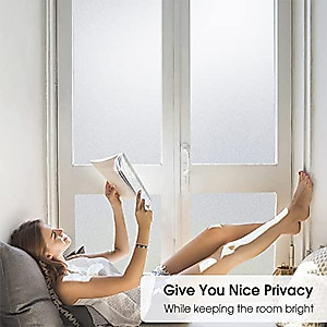 bofeifs Window Privacy Film Frosted Glass Window Film Non-Adhesive Static Cling UV Blocking Window Sticker Reusable Window Covering Film for Bathroom Office Meeting Room Home 11.8" x 78.7"(30x200cm)