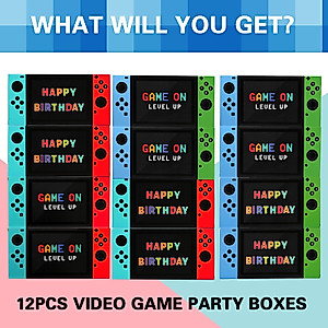 Video Game Party Favor Boxes - 12 PCS Game On Theme Gifts Boxes for Boys Kids Video Game Birthday Party Supplies Goodie Candy Bags Gamer Party Decorations
