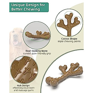 Boutiray Dog Chew Toy for Aggressive Chewers Real Bacon Flavor Nylon Bone Durable Sturdy Tough Dogs Toys Teething Cleaning Stick for Large Medium Breeds