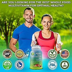 Vegan Whole Food Multivitamin without Iron, Daily Multivitamin for Men and Women, Organic Fruits & Vegetables, B-Complex, Probiotics, Enzymes, CoQ10, Omegas, Turmeric, All Natural, Non-GMO, 180 Count