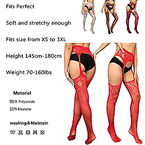 Sexy Outfit for Women Plus Lace Suspender Stockings Tights High Waist Tights for Women Girls Bodice (White-b, One Size)