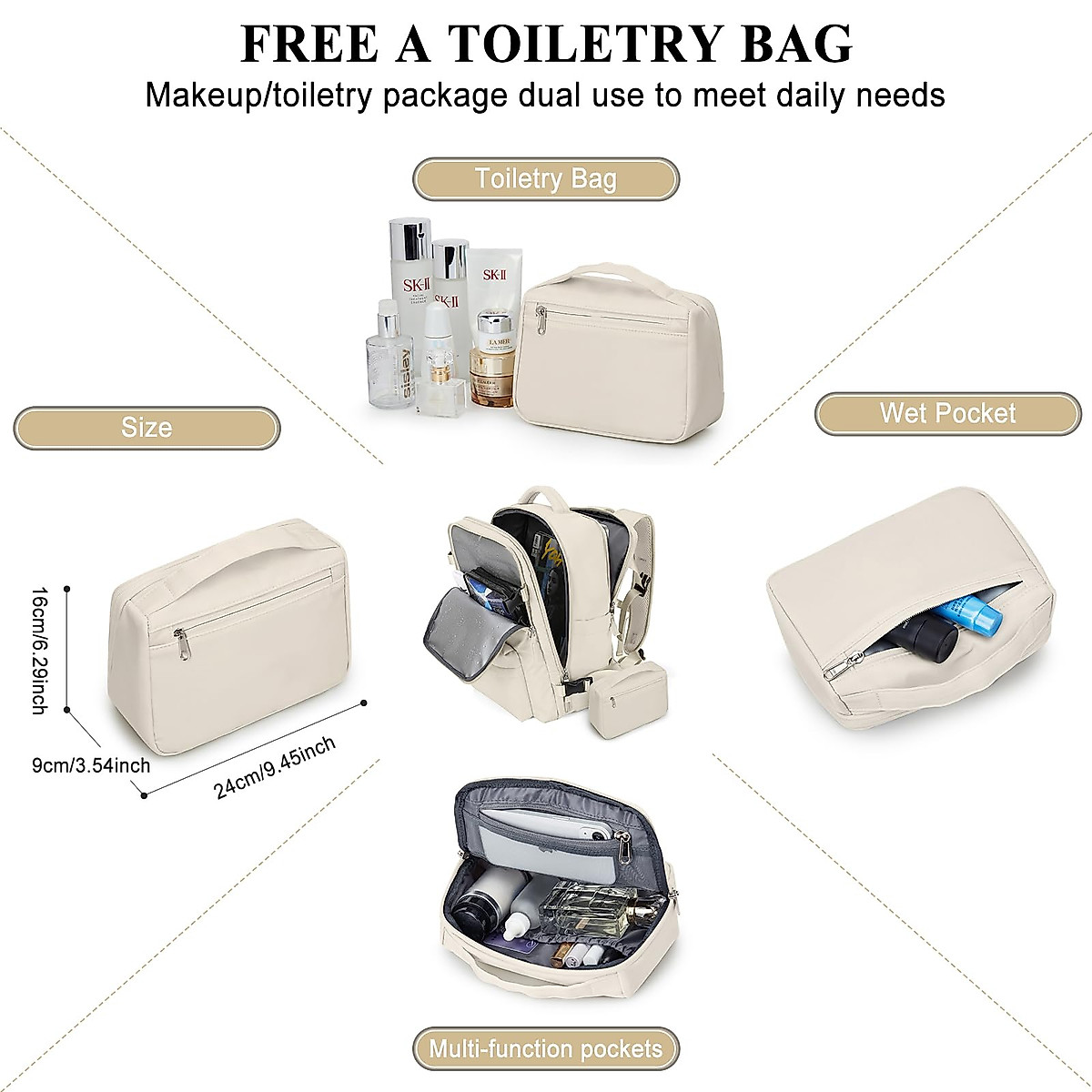 winspansy Carry on Backpack,Travel Backpack for Women Men Airline Approved Personal Item Size Hiking Gym Backpack Weekender Casual Daypack Backpack Bag with Shoe Compartment, Taro Purple