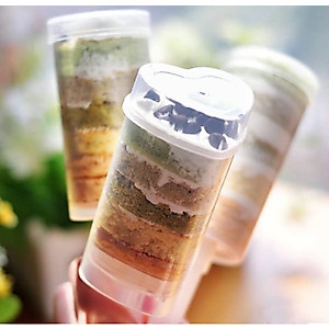 Jucoan 50 Pack Cake Pop Shooter, Heart Shape Plastic Cake Push Up Container with Lid, Base, Stick for Cake, Dessert, Party