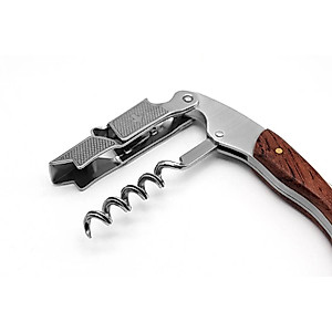 Wine Opener - Professional Corkscrew for Wine Bottles w/Foil Cutter and Cap Remover - Manual Wine Key for Servers, Waiters, Bartenders and Home Use. With its leather pouch.