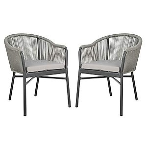 SAFAVIEH Outdoor Collection Nicolo Grey Rope Chair (Set of 2)