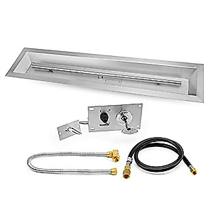 Stanbroil 48 x 6 inch Linear Drop-in Fire Pit Burner Pan with Spark Ignition Kit Natural Gas Version, Rated for up to 91,000 BTU’s