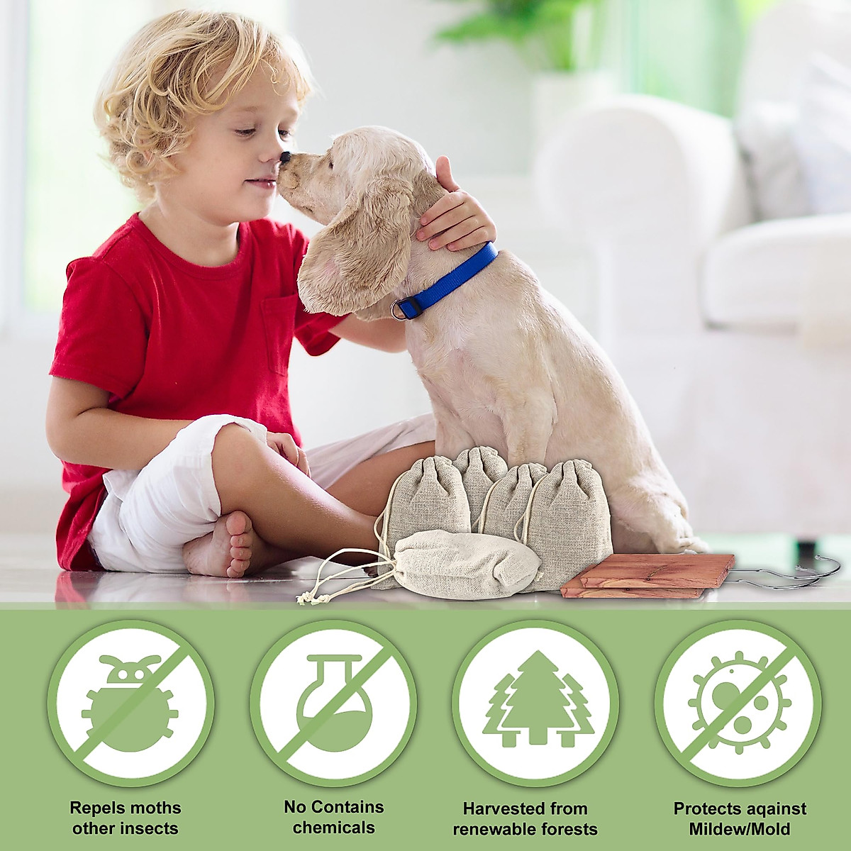 Cedar Hang Ups for Clothes Storage with Cedar Sachets - 20 Pcs 100% Natural Cedar Scent Protects Clothes&Cedar Freshener - for Storage Shelves, Cupboards...