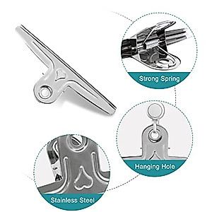 Extra Large Bull Clips Stainless Steel, Coideal 2 Pcs 30cm Jumbo XXL Silver Metal File Binder Clip Clamps Heavy Duty for Home Office School (11 4/5 Inch)