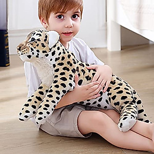 Gisqis Cheetah Stuffed Animal, 19" Leopard Stuffed Animal Cheetah Stuffy Leopard Plush Toys Cute Safari Realistic Stuffed Animals Jaguar Plush Children's Day Birthday Gift for Girls Boys