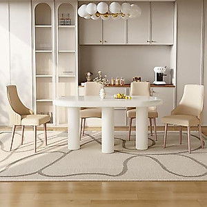 GraceNook Oval White Dining Room Table for 4, 63" Dining Room Table for 4, 4 Person Modern Dining Table for Kitchen, Dining Room