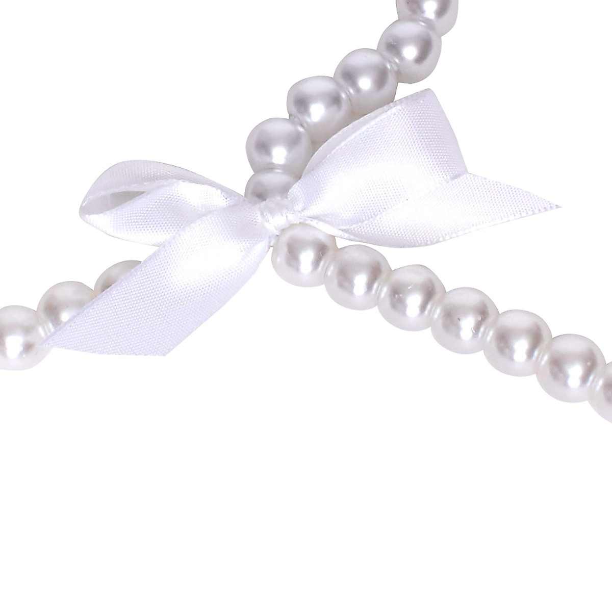 Concepts Premium 5-pack heavy duty pearl With White Ribbon Trim Hangers- For Wedding and Engagement Gowns - Slim Design Also Can Be Used For Suits Shirts