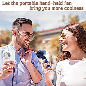 HITNEXT Mini Handheld Fan, Portable Handheld Fan Personal Small Fan 2000mAh Battery Operated, 3 Speed USB Rechargeable Fan for Travel Home Office Outdoor (Blue)