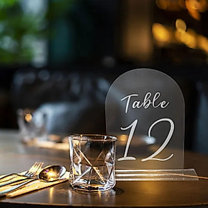 5x7inch Frosted Arch Table Numbers with Stands,Wedding Table Numbers Perfect for Centerpiece, Reception, Decoration, Party, Anniversary, Event (1-20)