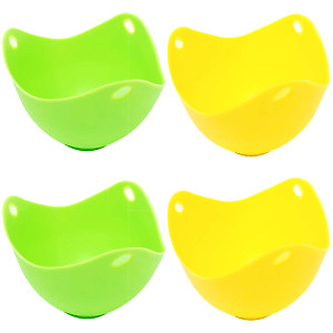 allydrew Silicone Non-stick Egg Poachers, Poached Egg Cups for Steaming Microwaving Boiling (Set of 4)