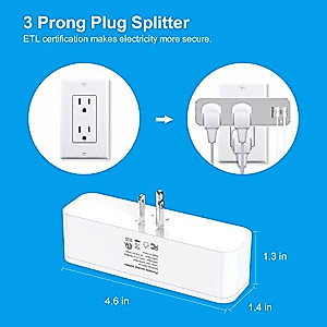 Multi Plug Outlet Extender with USB, JcBlaon Multiple Outlet Splitter with 2 USB Wall Charger, 2 Widely Spaced Wall Plugs Adapter, Outlets Expander for Travel, Cruise Accessories, Dorm, ETL (1 Pack)