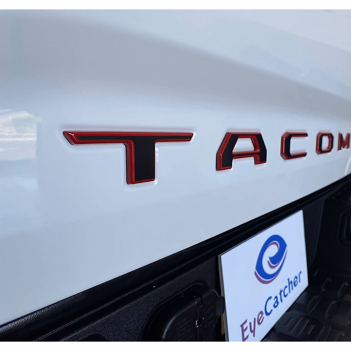 EyeCatcher PRO Premium Tailgate Letter Inserts Compatible with 2016-2023 Tacoma (Black and Red)