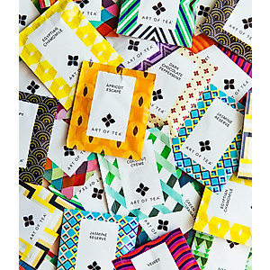 Art of Tea | Assorted Tea Bags Sampler Caffeinated and Non-Caffeinated | 50 Eco Friendly Pyramid Tea Bag Sachets