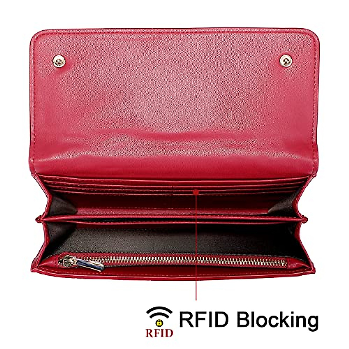 PIJUSHI Women Leather Wallet Embossed Crocodile Clutch Wallets for Women Card Holder Organizer (8013, red)