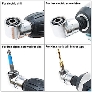 AUTOTOOLHOME Right Angle Drill Driver 105 Degree Right Angle Drill Attachment Power Screwdriver Drill Adapter for Tight Spaces Quick Change Impact Drive and Magnetic Bit Socket